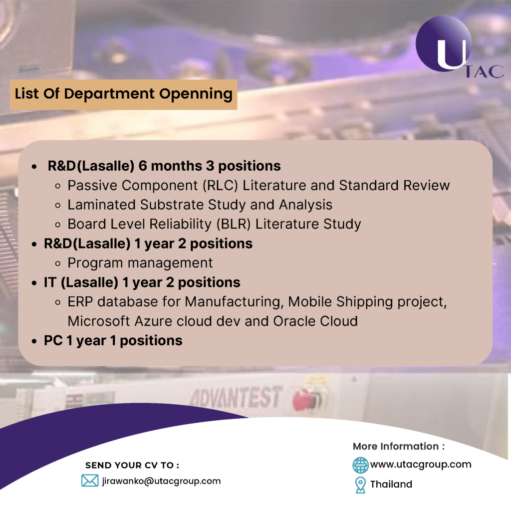 UTAC Internship – Department of Electrical and Computer Engineering